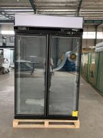 China R404a Upright Double Glass Door Cooler With Frost Free Low E Glass for sale