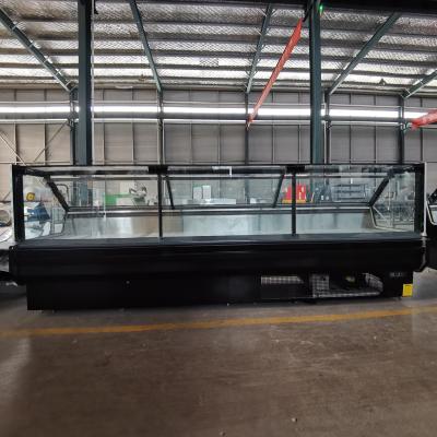 China Hydraulic Straight Glass R290 Meat Refrigeration Showcase Fan Cooling for sale