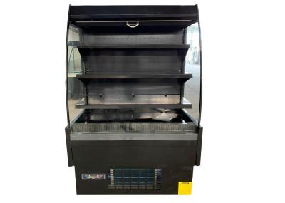 China R290 Ventilated Curved Glass Open Showcase Chiller 1000mm All Black for sale