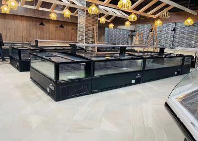 China Four Side Horizontal Glass Combined Island Freezer Static Cooling R290 for sale