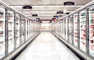 China Anti Fog Upright Glass Door Freezer For Meat And Sensitive Food Product for sale