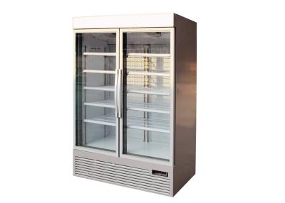 China Two Glass Door 880L Upright Display Freezer With Top Light Box for sale