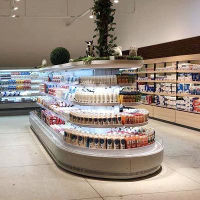 China Oval Island Multideck Open Display Fridge For Fruit And Vegetable for sale