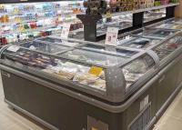 China Large Window Commercial Island Freezer R290 Static Cooling Horizontal for sale
