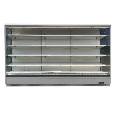 China Upright Open Front Refrigerator for Supermarket with Transparent Glass Endpanels for Meat for sale