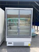 China Customized Multideck 2 Glass Doors Display Refrigerated Cabinet with Frameless Triple Glazed Anti-Fog Glass Doors for sale