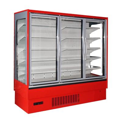China Commercial Upright Fronted Multideck Fridge with Inner Vertical LED Lights for Supermarket Frozen Foods Display for sale