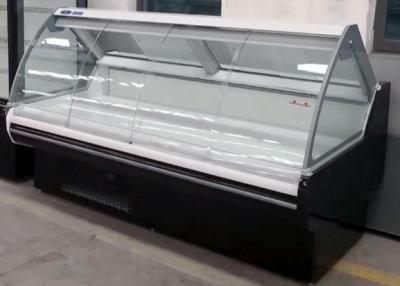 China Fan Cooling Refrigerated Display Chiller for Supermarket with Transparent Glass Endpanels for Sausages for sale