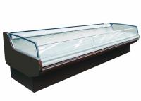 China Front Curved Glass Fan Cooling Open Front Display Chiller For Sausages for sale