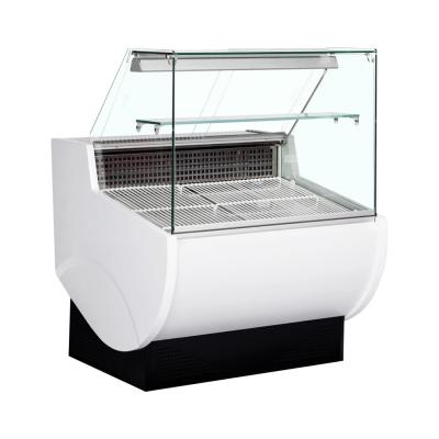China Commercial Smoked Bacon Fridge With Up Down Front Straight Glass Doors for sale