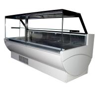 China Fan Cooling Pork Burgers Display Chiller With Intermediate Ambient Glass Shelf for sale