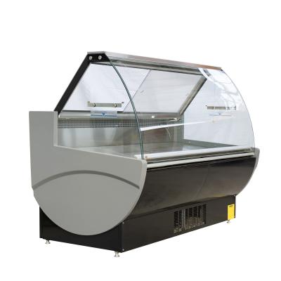 China Fan Cooling Fresh Meat Refrigerator With Transparent Glass Endpanels for sale