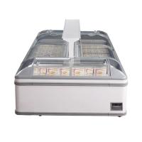 China Frozen Foods Horizontal Deep Freezer With Sliding Low E Glass Doors for sale
