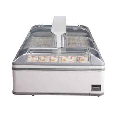 China Frozen Foods Horizontal Deep Freezer With Sliding Low E Glass Doors for sale
