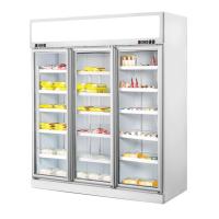 China Supermarket Upright Freezer With 3 Anti Fog Glass Doors Customized Color for sale