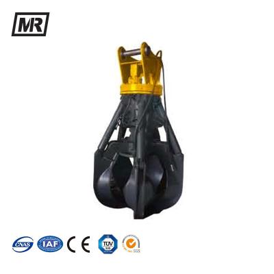 China Orange Peel Grapple Hydraulic Grab with Special Heat-Treatment Maximized Grasping Capacity and Hose Guard for Waste Handling for sale