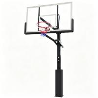 China Adjustable Height Basketball Hoop with Tempered Glass Backboard 1800*1050mm for Outdoor Sports for sale