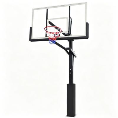 China Adjustable Height Basketball Hoop with Tempered Glass Backboard 1800*1050mm for Outdoor Sports for sale