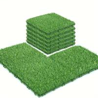 China Waterproof High Density Artificial Grass Carpet with Easy Installation Interlocking Lawn Tiles for sale