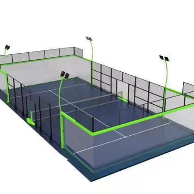 China Customized Modern Stainless Steel & Glass Padel Tennis Court with Roof Durable 20mX10m for Indoor/Outdoor Use for sale