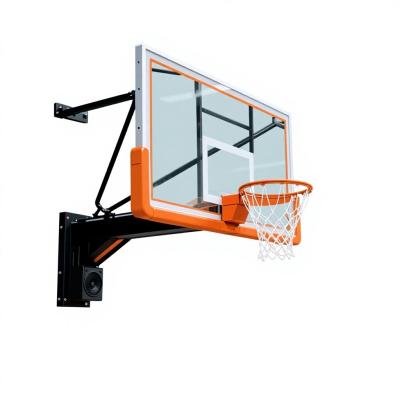 China Adjustable Height Basketball Rack with Tempered Glass Backboard for Wall or Ceiling Mounting for sale