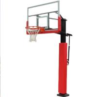 China Adjustable Height Basketball Rack with Tempered Glass Backboard for Wall or Ceiling Mounting for sale