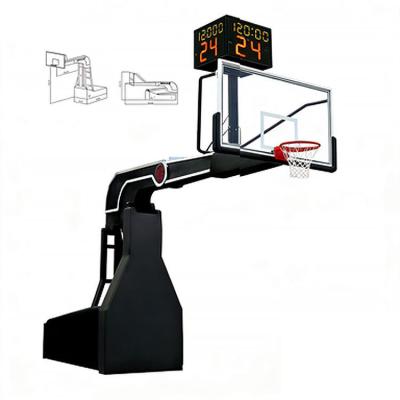 China Adjustable Height Basketball Stand with Tempered Glass Backboard and Breakaway Rim for Indoor and Outdoor Use for sale