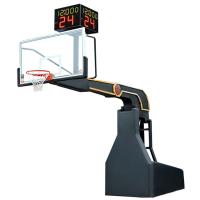 China Adjustable Height Folding Basketball Hoop with Tempered Glass Backboard for Indoor and Outdoor Use for sale