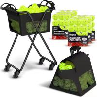 China Foldable Waterproof Portable Pickleball Ball Caddy Tennis Ball Basket with Wheels for Easy Transport for sale