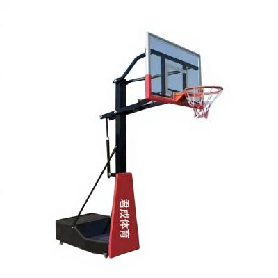 China Height-Adjustable Basketball Stand with Tempered Glass Backboard and Movable Base for Indoor and Outdoor Use for sale