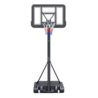 China Adjustable Basketball Hoop System with Tempered Glass Backboard and Movable Wheels for Indoor and Outdoor Use for sale