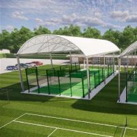 China Professional Covered Padel Court with Weatherproof Roof System All-Season Outdoor Padel Tennis Court Steel Structure LED Lights for sale