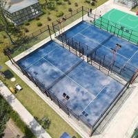 China Professional Covered Padel Court with Weatherproof Roof System All-Season Outdoor Padel Tennis Court Steel Structure LED Lights for sale