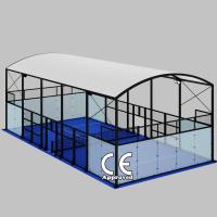 China Professional Covered Padel Court with Weatherproof Roof System All-Season Outdoor Padel Tennis Court Steel Structure LED Lights for sale