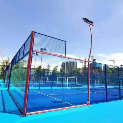China Factory Direct Panoramic Padel Court System with 12mm Tempered Glass LED Sport Lighting and Hot-Dip Galvanized Steel Frame for sale