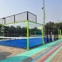 China Customized 20mX10m Panoramic Padel Court with Galvanized Steel Post and Tempered Glass for sale
