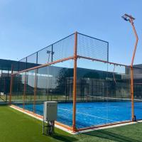 China Customized 20mX10m Panoramic Padel Court with Galvanized Steel Post and Tempered Glass for sale
