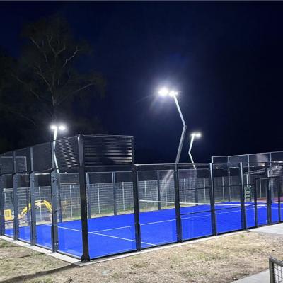 China Customized 20mX10m Panoramic Padel Court with Galvanized Steel Post and Tempered Glass for sale