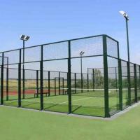 China Customized 20mX10m Panoramic Padel Court with Galvanized Steel Post and Tempered Glass for sale