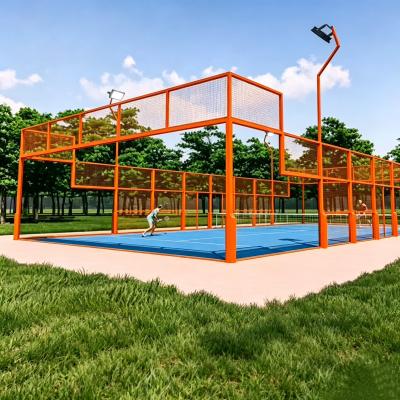 China Custom Color&Lights High Quality Full View Panoramic Padel Court Outdoor Sports Padel Tennis Court for Entertainment Competition for sale