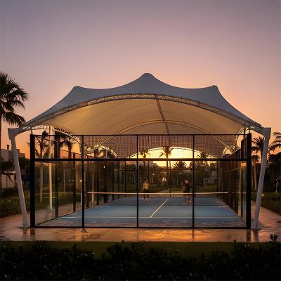 China China Manufacturer Full Set Panoramic Padel Tennis Court With Tensile Membrane Roof Waterproof Paddle Court for Resort & Club for sale
