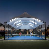 China Super Luxury Outdoor Paddle Court with PVDF Membrane Cover Roof Steel Structure Canopy Padel Tennis Court Kits for sale