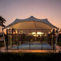 China Factory Custom Panoramic Paddle Court with PVDF Tensile Membrane Roof Outdoor Padel Tennis Court for Sports Club for sale