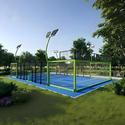 China Full Set One-stop Solution CE Standard Padel Court Outdoor Indoor Tempered Glass Paddle Tennis Court Artificial Grass for sale