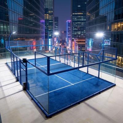 China Super Panoramic Padel Court Steel Frame Tempered Glass Outdoor 360 Full View Cancha De Padel Set for Factory Wholesale for sale