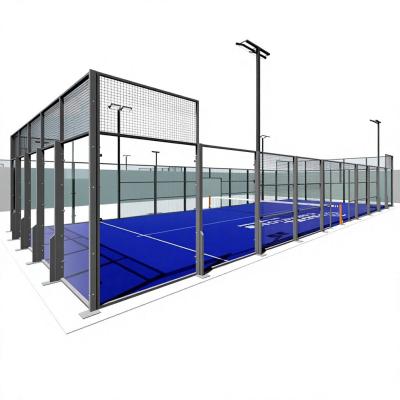 China Luxury Panoramic Padel Court Set Professional Padel Tennis Court with LED Lighting ODM OEM Sports Court Manufacturer for sale