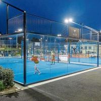 China Outdoor Sports Supporting Equipment CE Tempered Glass Padel Tennis Courts With Multi-Color PVC Flooring Easy to Assemble for sale