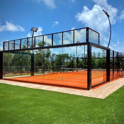 China Outdoor Sports Supporting Equipment CE Tempered Glass Padel Tennis Courts With Multi-Color PVC Flooring Easy to Assemble for sale
