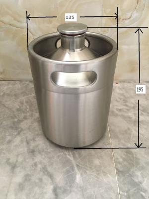 China Stainless Barrel Homebrew Stainless Steel 304 Beer Keg 2L 3.6L 4L 5L 10L Mini Draft Beer Growler Beer Barrels With Sleev for sale