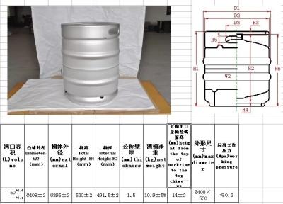 China 50L Euro Standard Empty Beer Barrels With Polish Surface D*H 408*532mm for sale